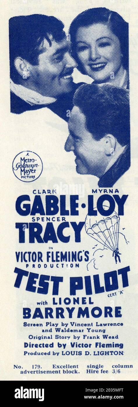 CLARK GABLE MYRNA LOY UND SPENCER TRACY IM TESTPILOT 1938 Regisseur ...