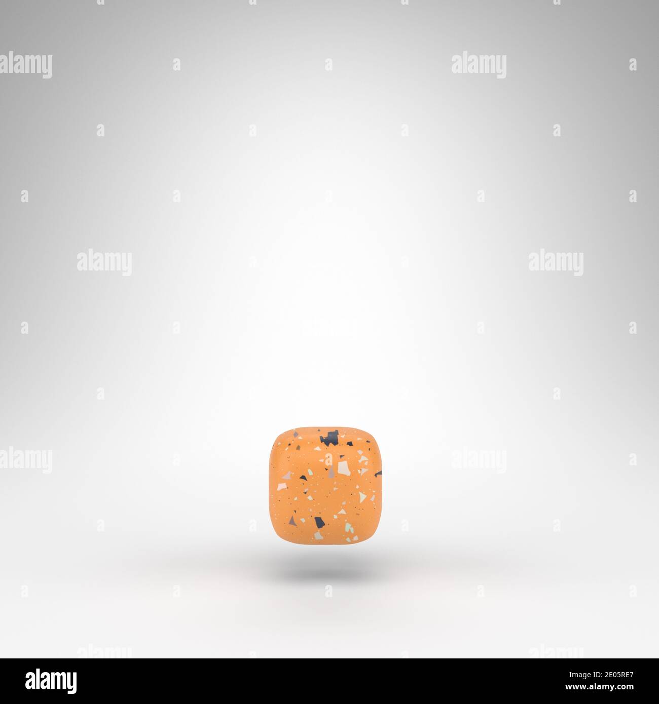 Punkt-Symbol auf weißem Hintergrund. 3D gerendertes Zeichen mit oranger ...