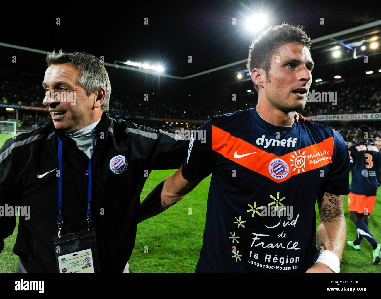 Montpelliers Olivier Giroud feiert nach der FFrench First League ...
