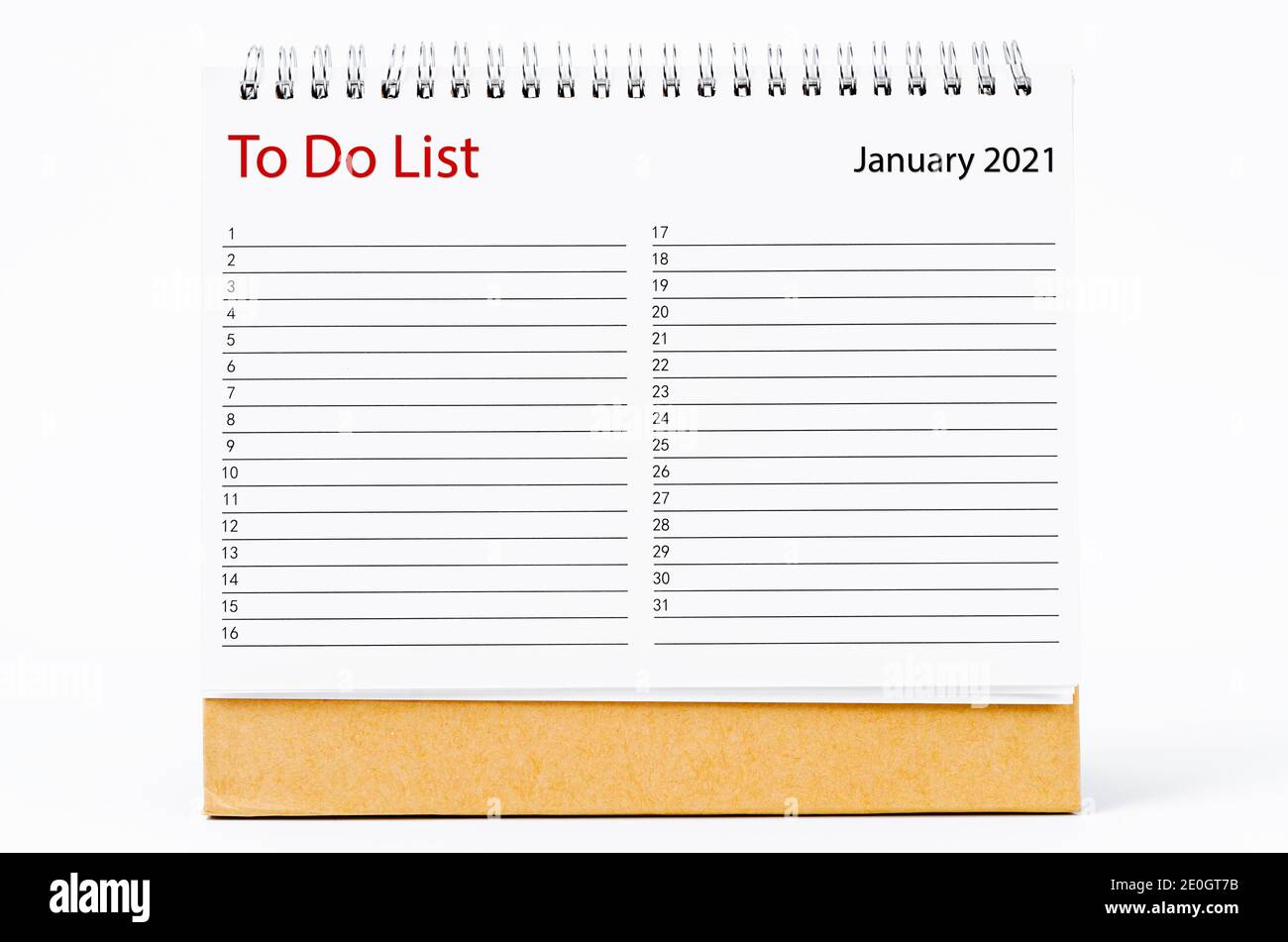 To do Liste auf leeren Kalender Januar 2021 auf weißem Hintergrund ...