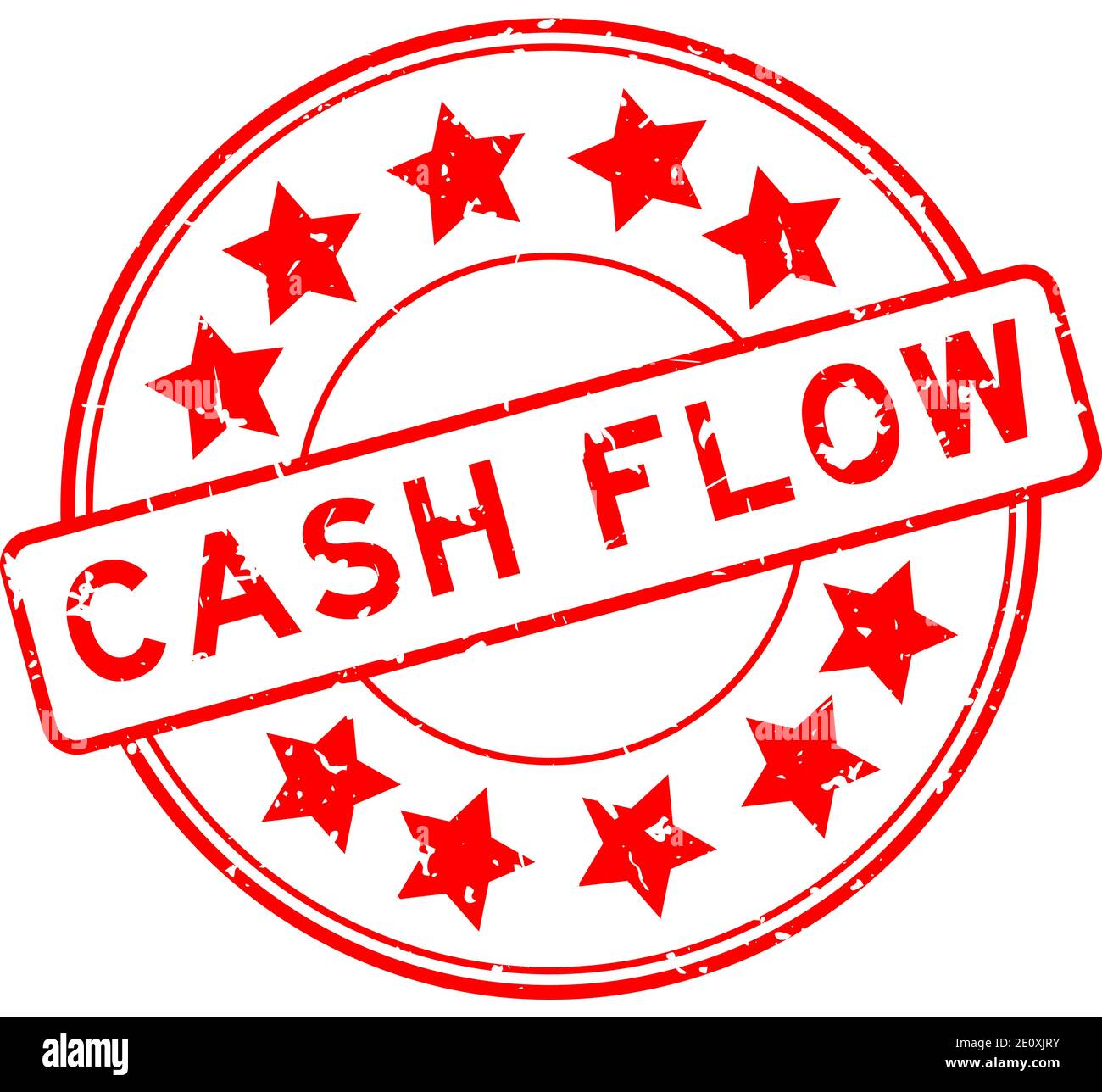 Grunge rot Cash Flow Wort mit Stern Symbol rund Gummi Stempel auf ...