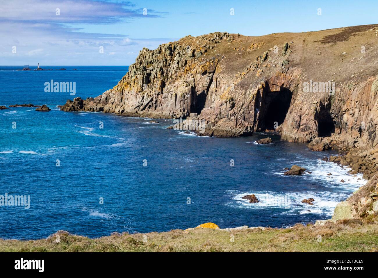 Detaillierte Abbildung der Cornish Coast in der Nähe von Lands End ...