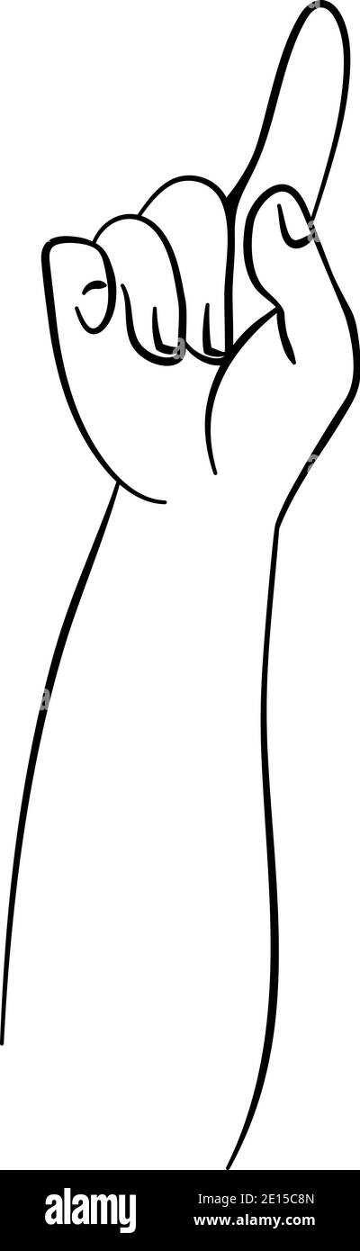 Erhobene Hand mit Zeigefinger Linie Vektor Zeichnung Stock-Vektorgrafik ...
