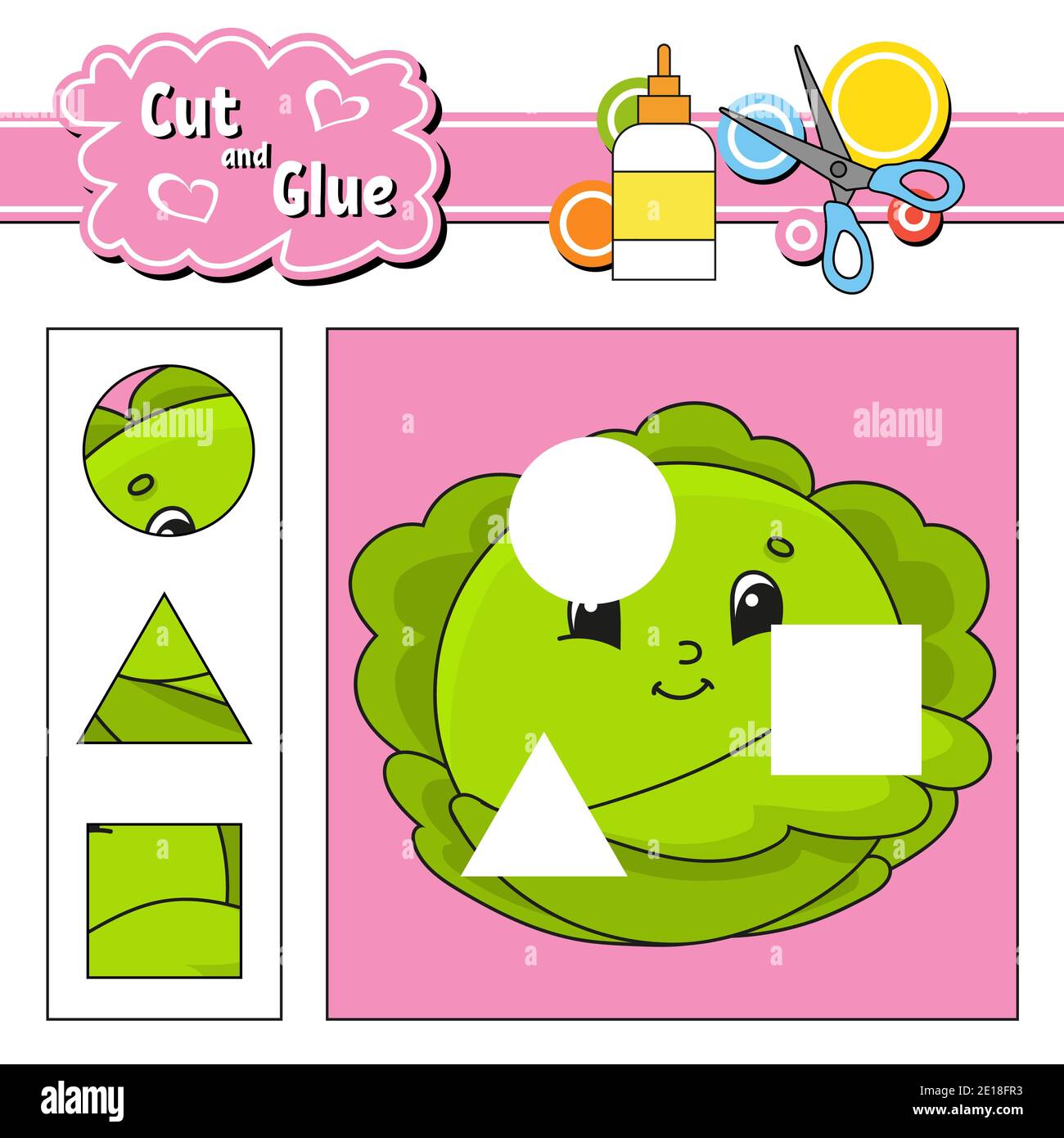Schneiden und kleben. Spiel für Kinder. Arbeitsblatt zur Entwicklung ...