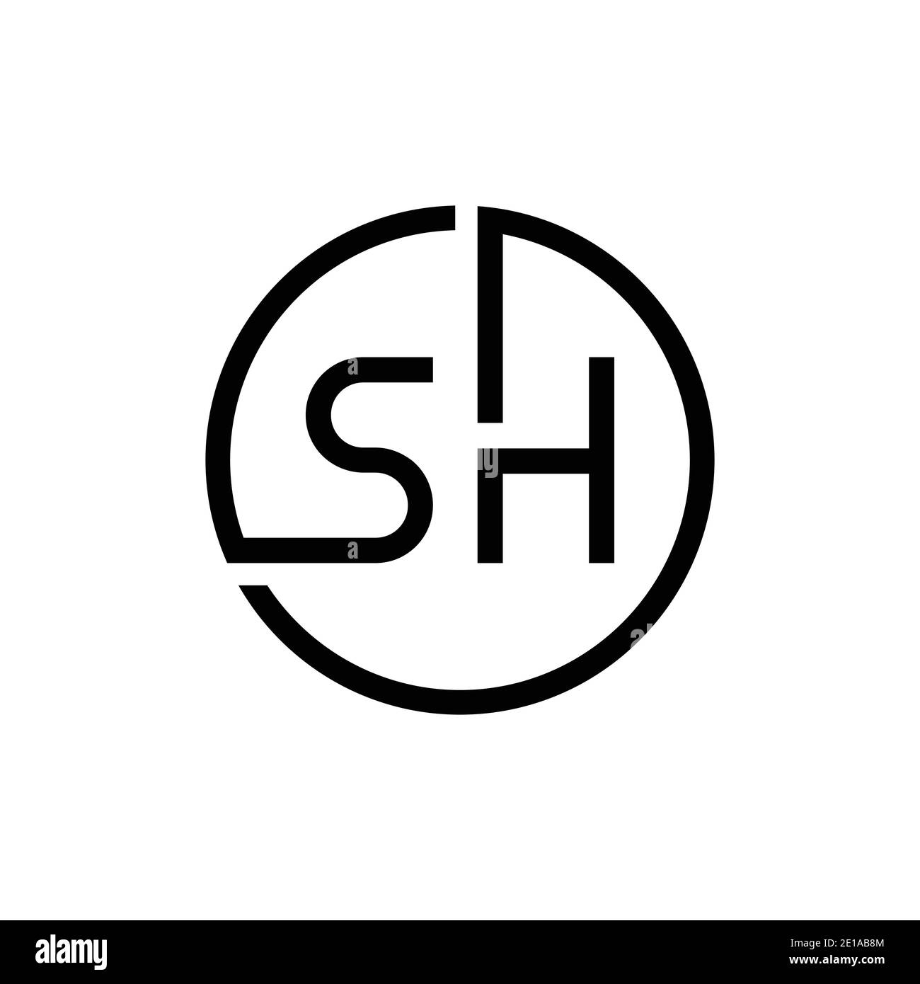 Initial Circle SH Letter Logo Design Vektor-Vorlage. Abstrakter ...