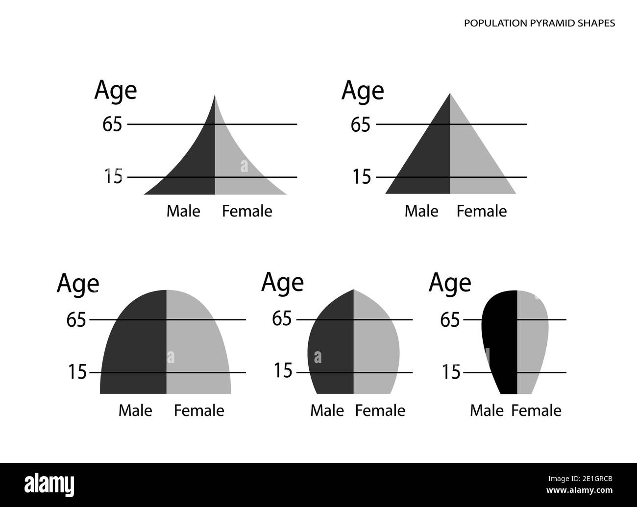 Bevölkerung und Demographie, Illustration Set von 5 Arten von ...