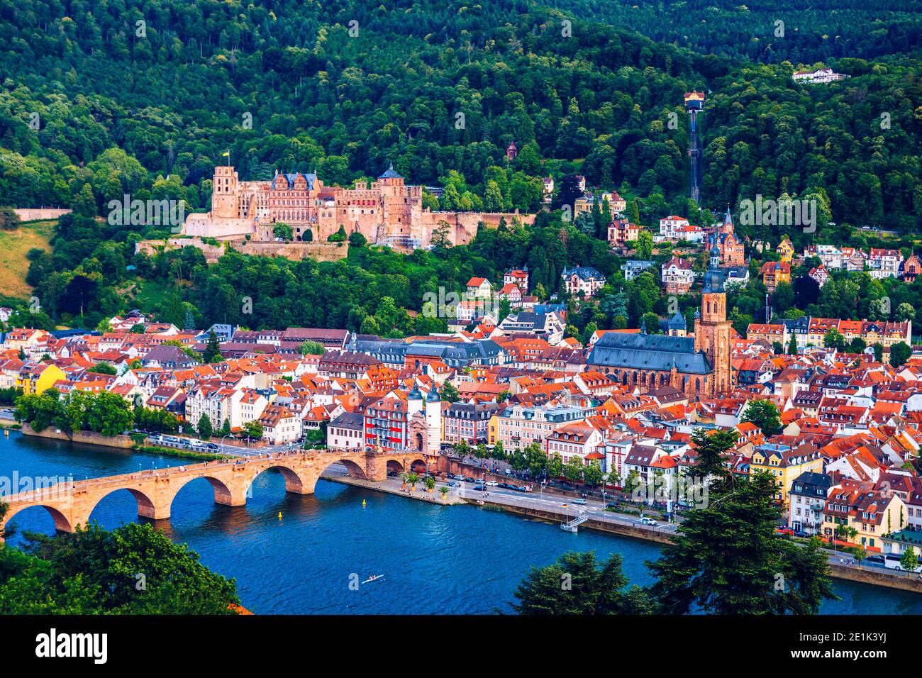 Heidelberger Skyline Luftaufnahme von oben. Heidelberger Skyline ...