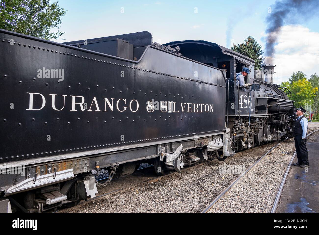 Rio Grande Dampflokomotive 486 der Durango und Silverton Narrow Gauge ...