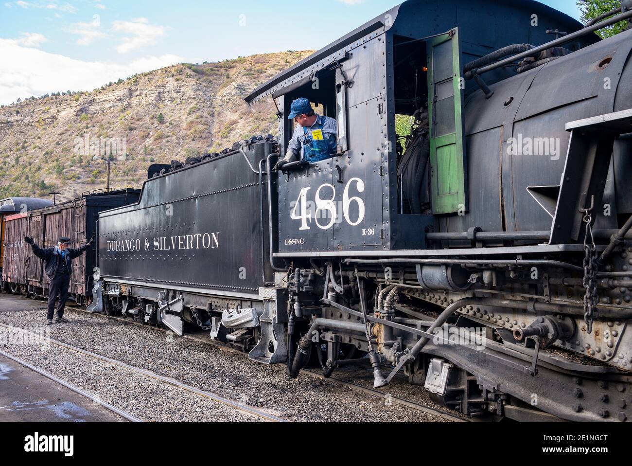 Rio Grande Dampflokomotive 486 der Durango und Silverton Narrow Gauge ...