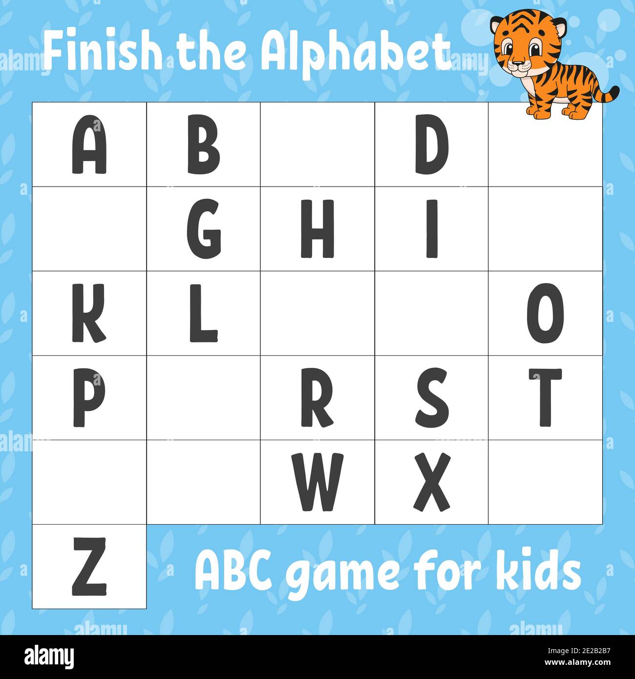 Das Alphabet fertig stellen. ABC-Spiel für Kinder. Arbeitsblatt zur ...