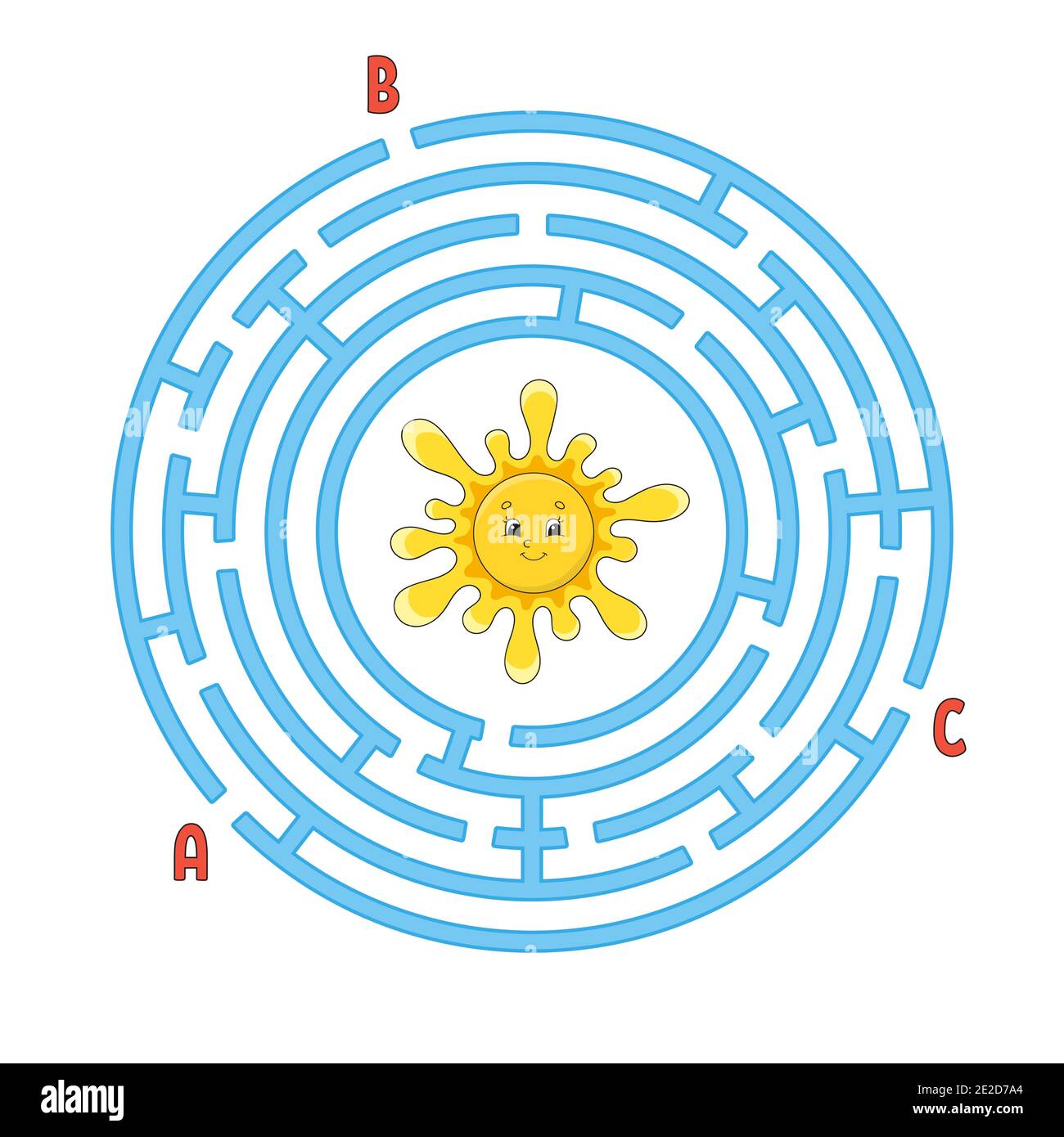 Kreislabyrinth. Spiel für Kinder. Puzzle für Kinder. Rundes Labyrinth ...
