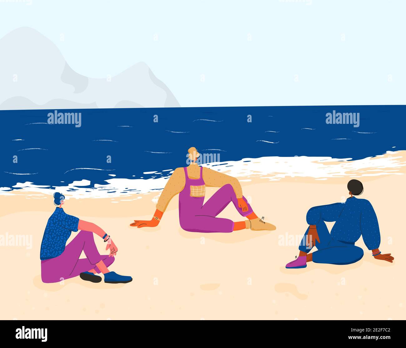 Frauen reden am strand Stock-Vektorgrafiken kaufen - Alamy