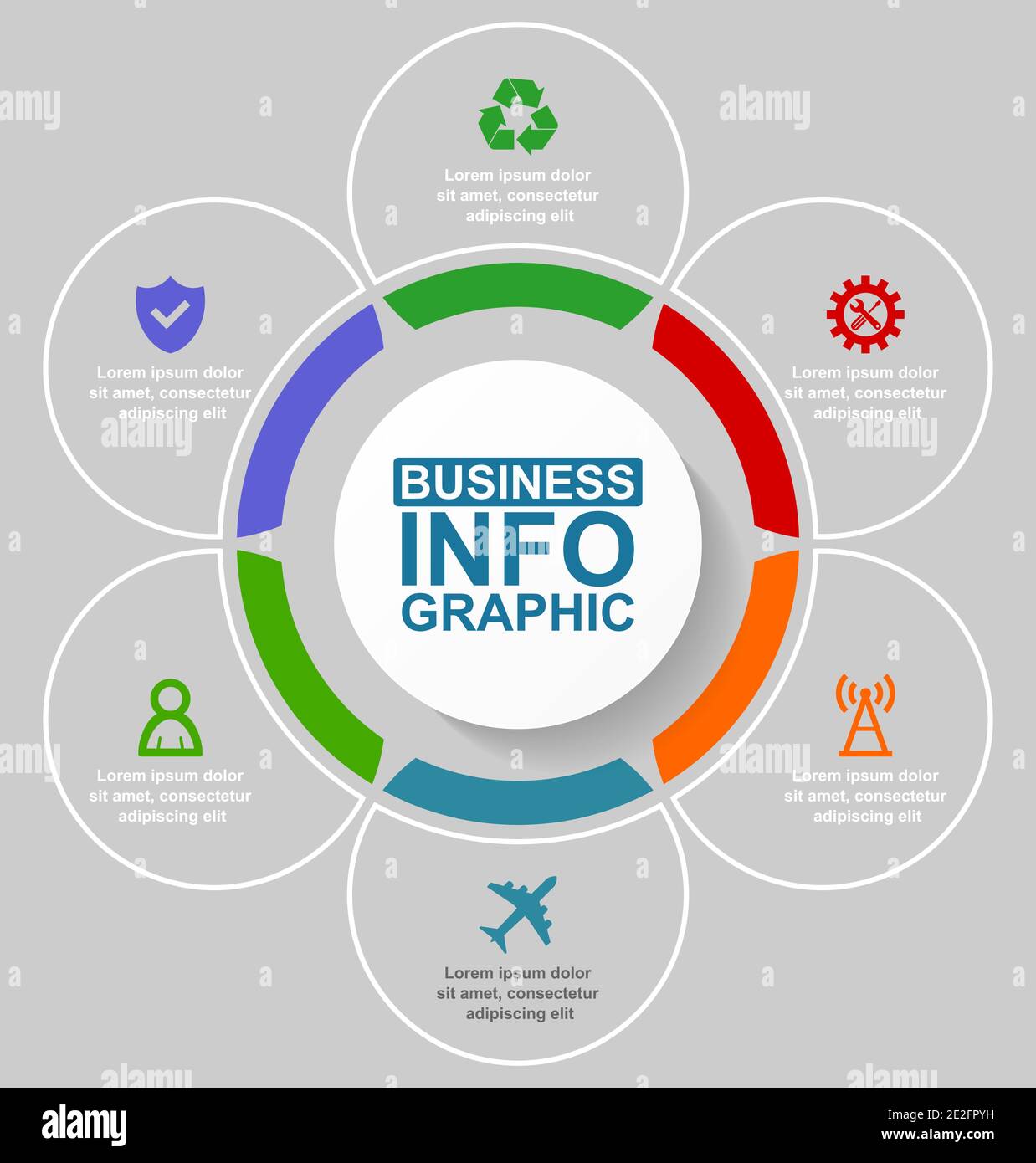 Infografik vector Template für Präsentation, Grafik, Diagramm, Grafik, Business Konzept mit 6 ...