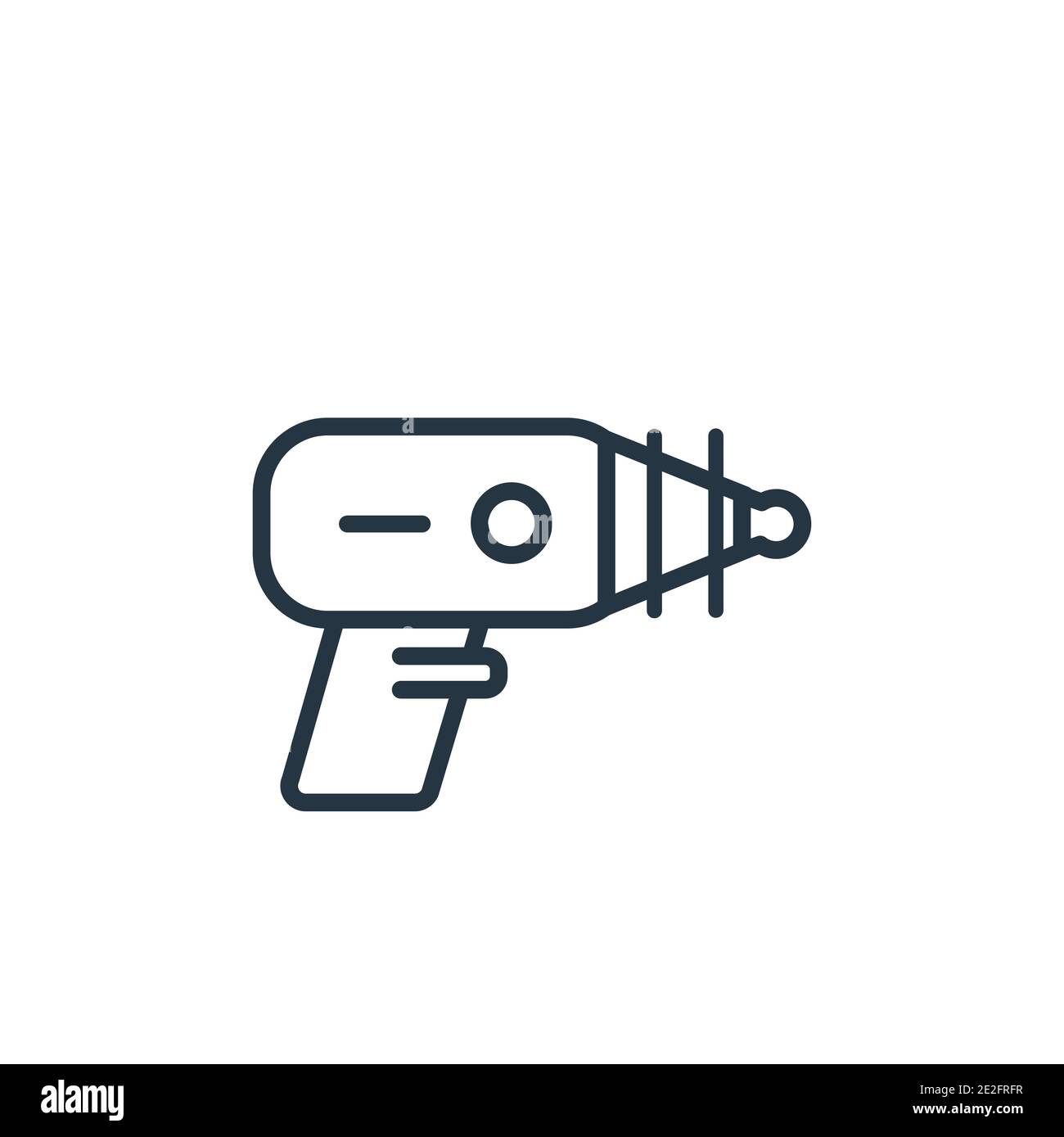 Gun Blaster Umriss Vektor-Symbol. Dünne Linie schwarze Pistole Blaster ...