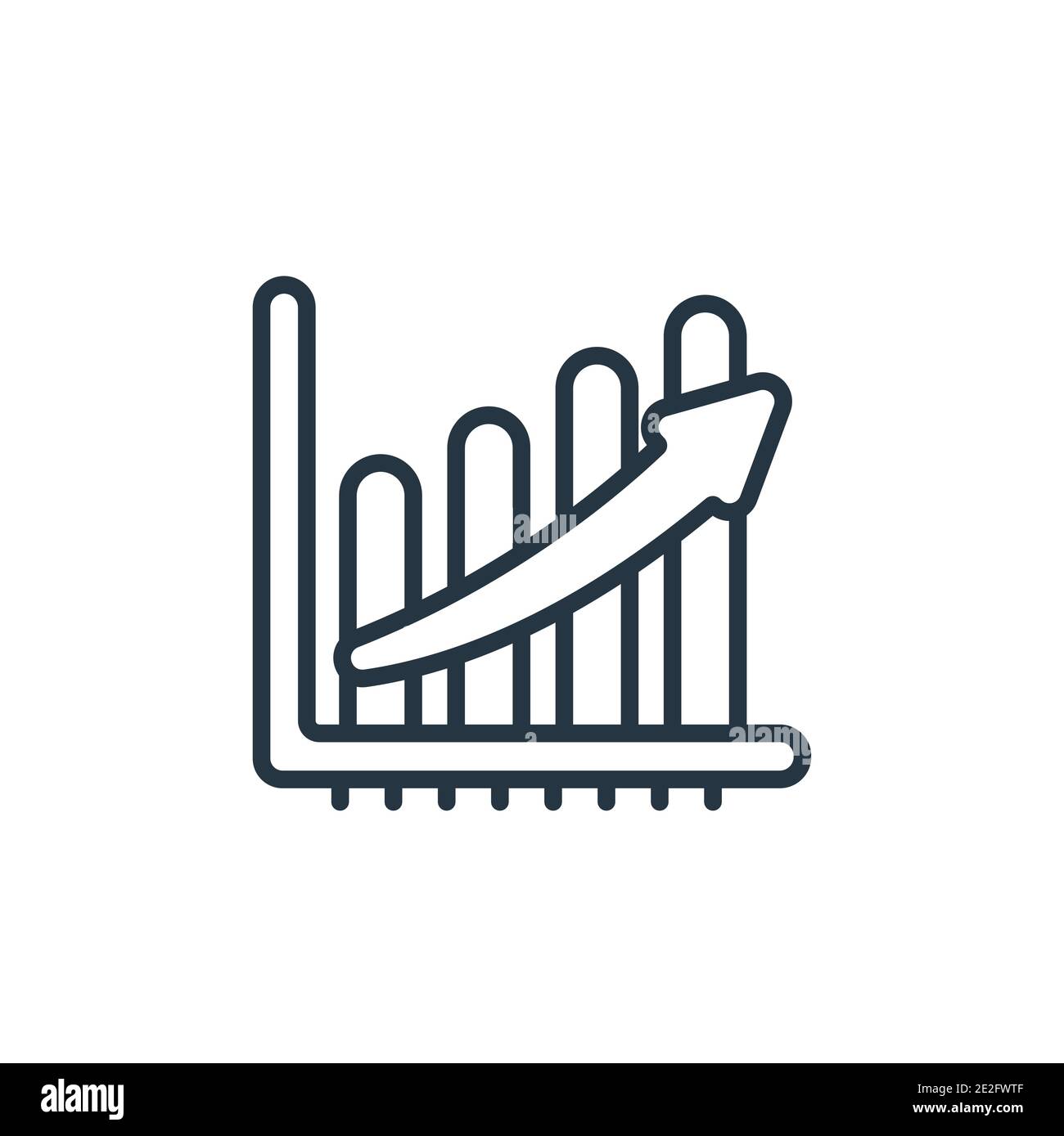Finanzen Statistik Balken Grafik mit Pfeil nach oben Umriss Vektor-Symbol. Dünne Linie schwarz ...