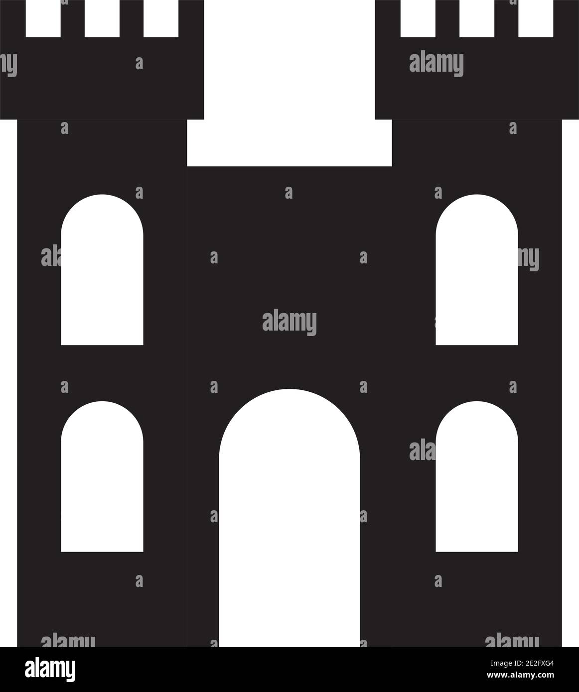 Mittelalterliche Burg Symbol auf weißem Hintergrund, Silhouette Stil ...