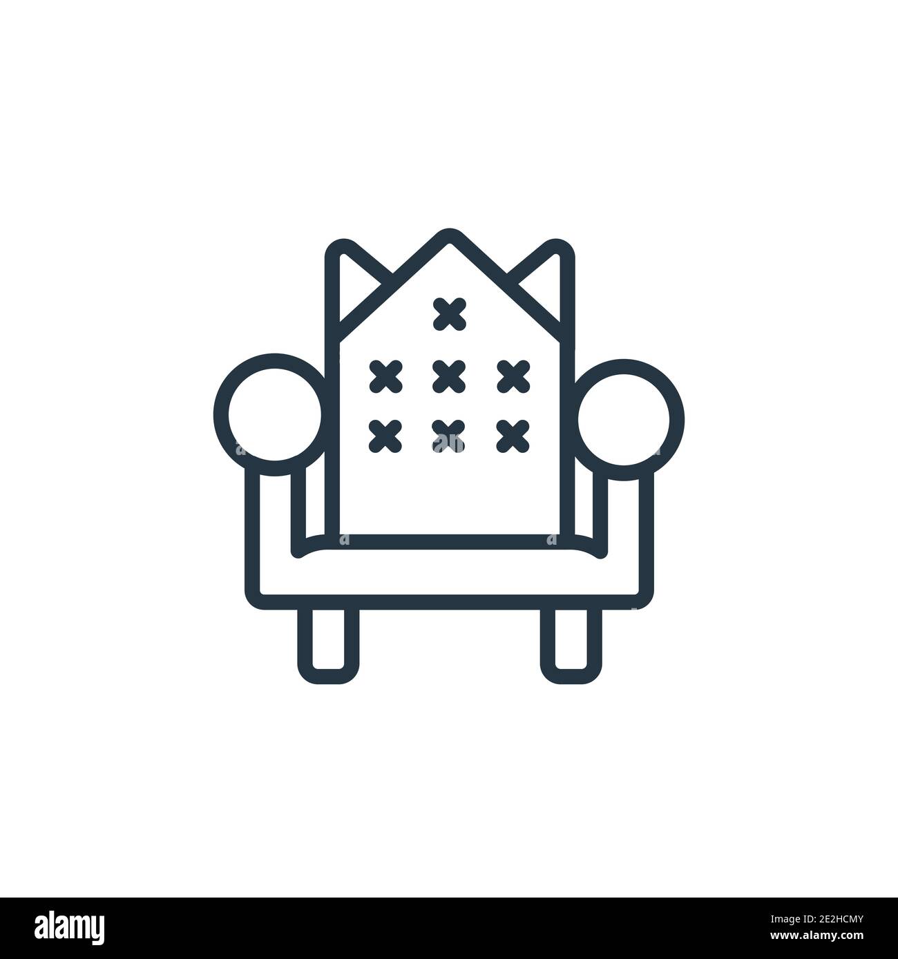 Symbol für den Thronumriss. Dünne Linie schwarzen Thron Symbol, flache ...