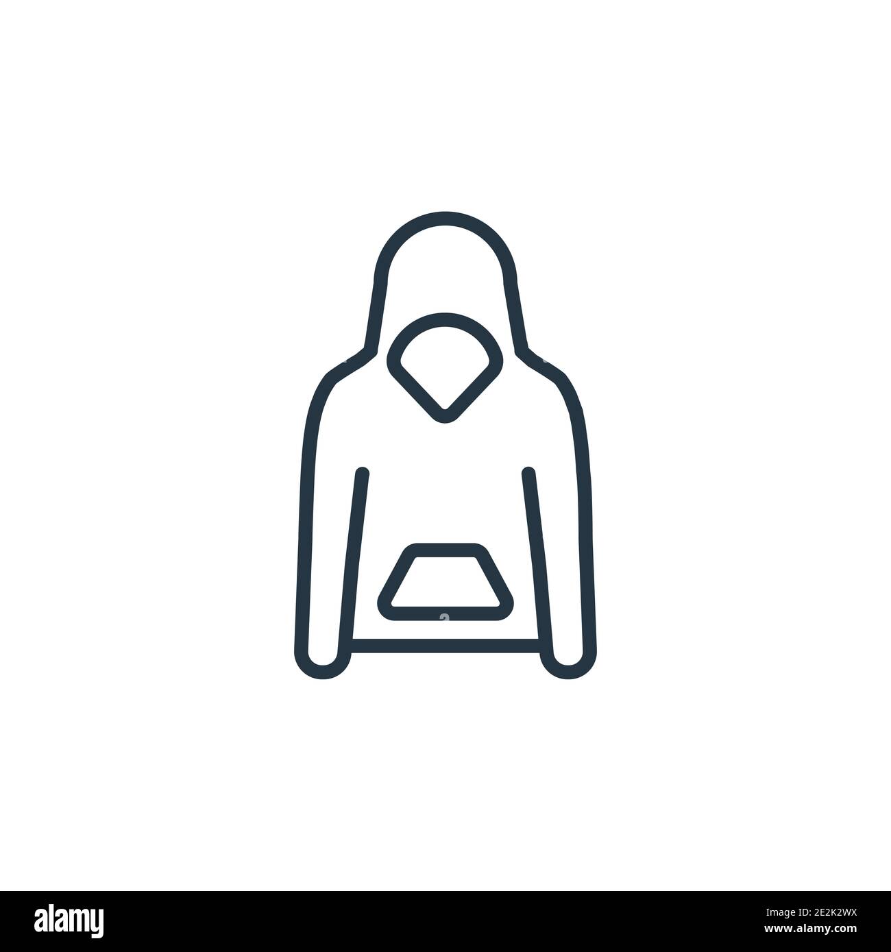 Pullover mit Kapuze und Taschenumriss Vektor-Symbol. Dünne Linie ...