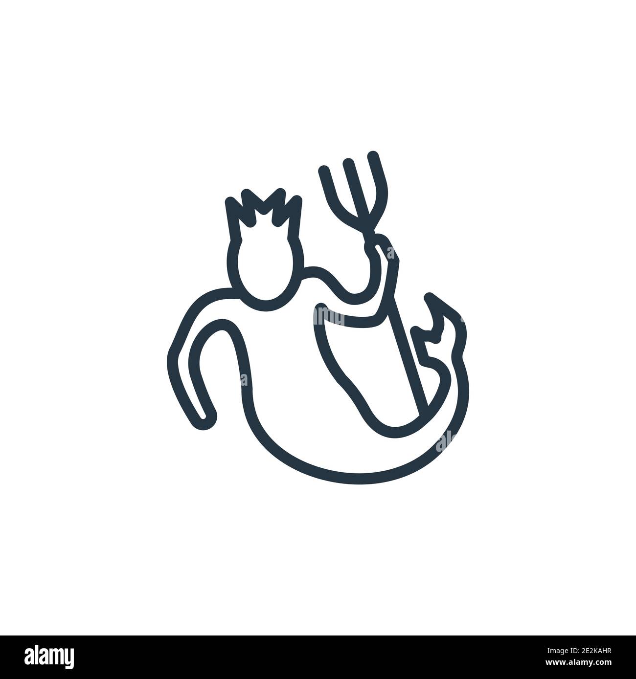 Symbol für den Merman-Umriss. Dünne Linie schwarz Merman Symbol, flache ...