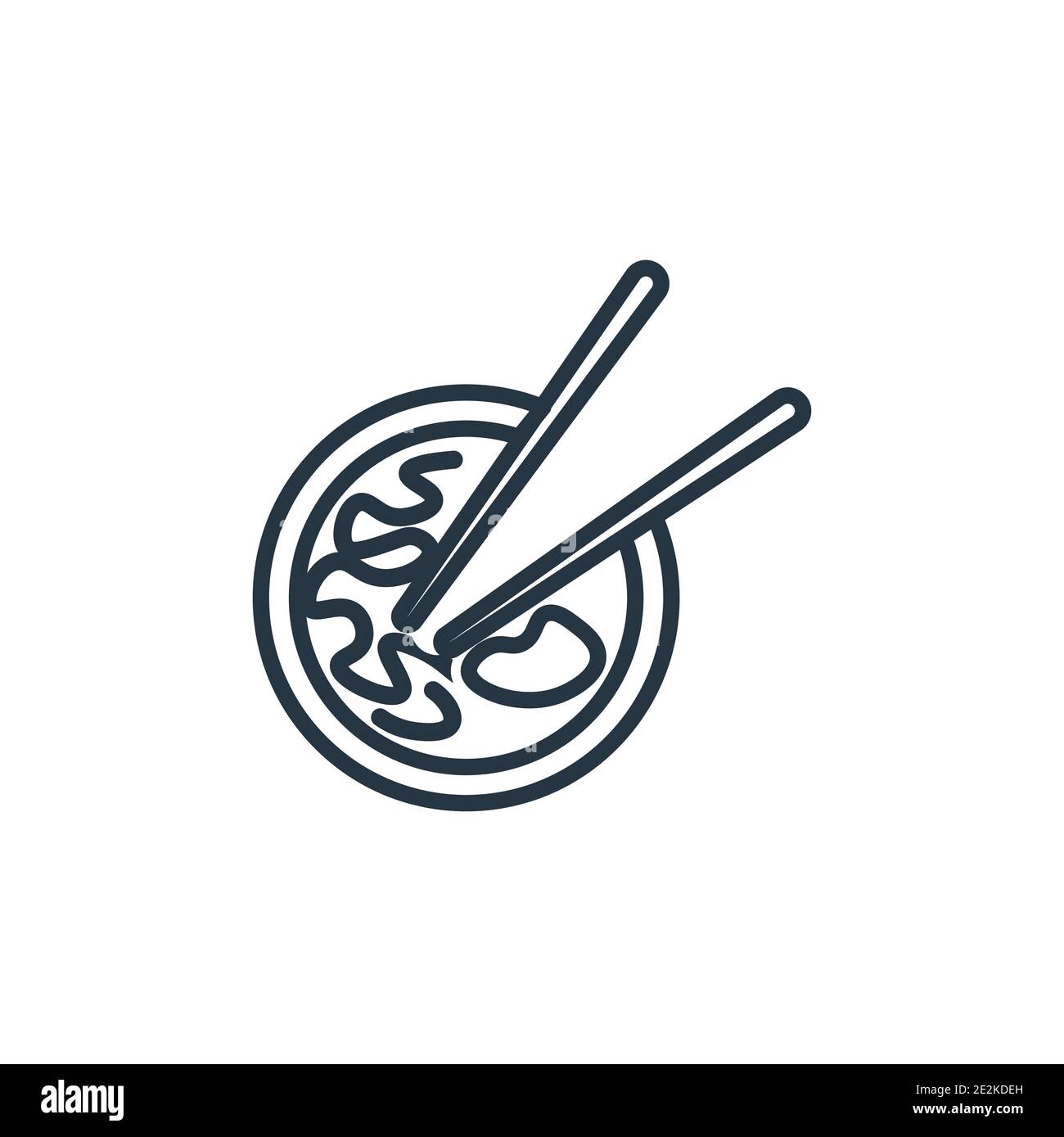 Beef Chow Spaß Kontur Vektor-Symbol. Dünne Linie schwarz Rindfleisch ...