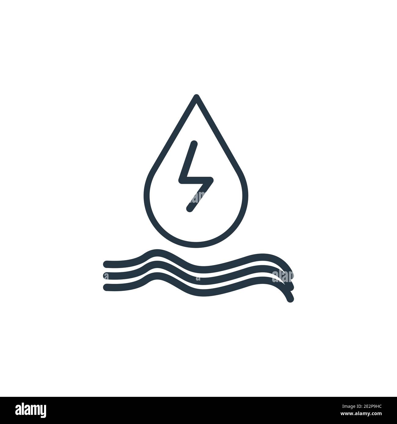 Vektorsymbol für die Kontur der hydraulischen Energie. Dünne Linie ...