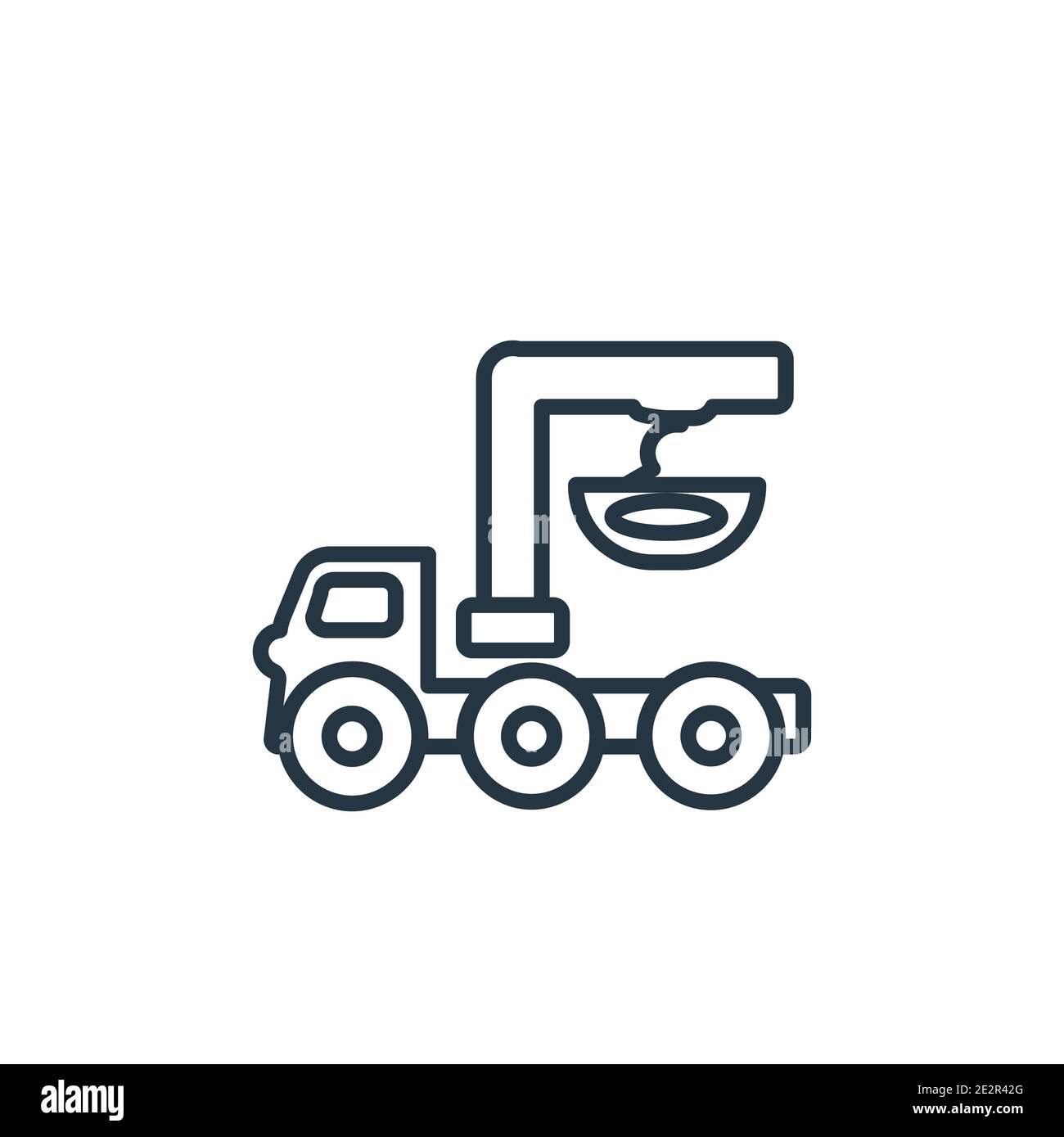 Fahrzeug mit Kran Umriss Vektor-Symbol. Dünne Linie schwarz LKW mit ... Fahrzeug mit Kran Umriss Vektor-Symbol. Dünne Linie schwarz LKW mit ...