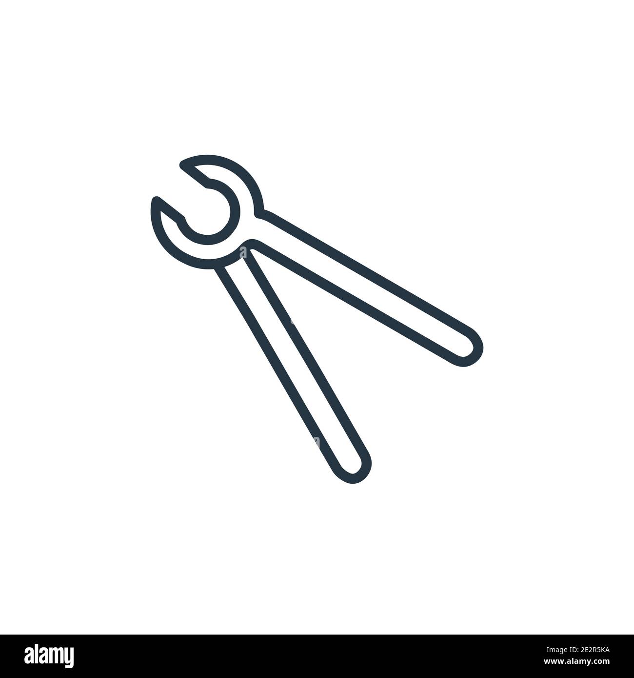 Symbol für den Zange-Umriss. Dünne Linie schwarz Zange Symbol, flache ...