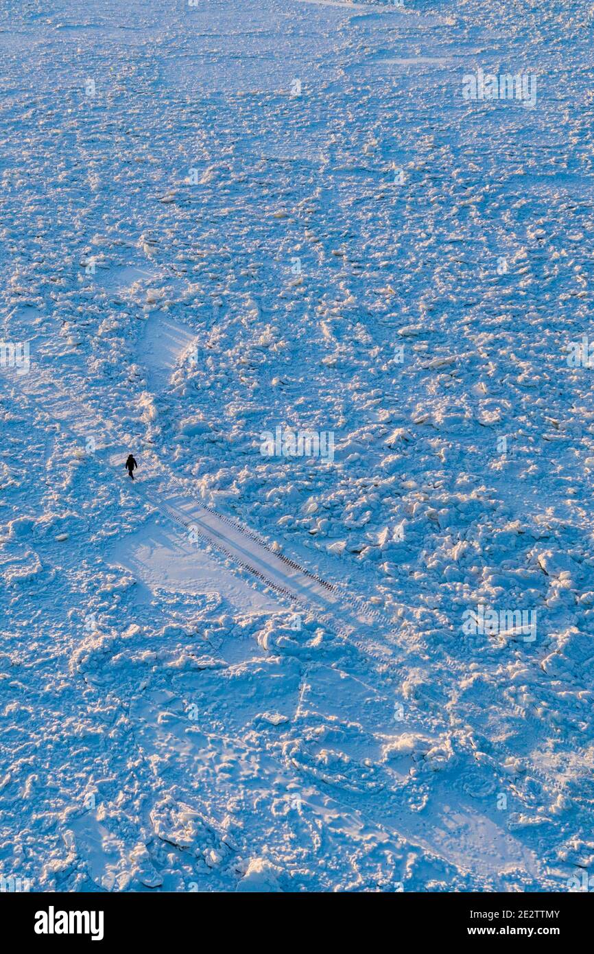 Mohe. Januar 2021. Luftaufnahme vom 9. Januar 2021 zeigt einen ...