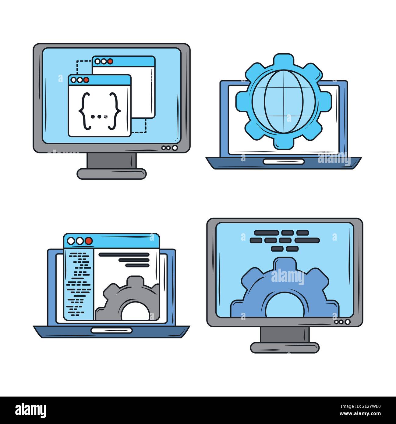 Web-Entwicklung digitale Software-Programmierung und Codierung, Laptop ...