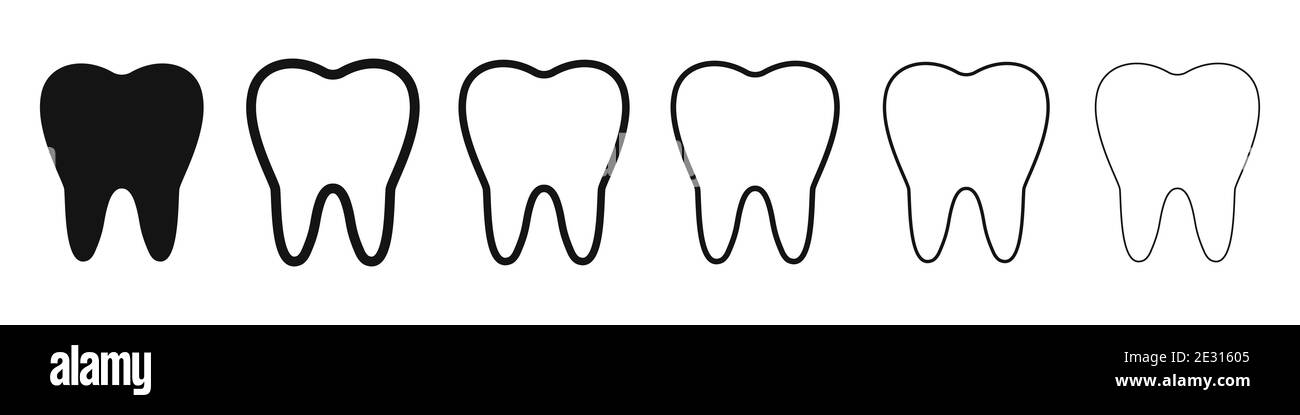 Zahn-Symbol, Zahn-Symbol Vektor isoliert auf weißem Hintergrund. Zahn ...