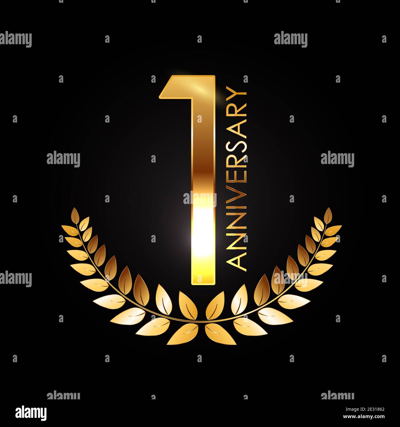 Goldene Vorlage Logo 1 Jahre Jubiläum mit Lorbeerkranz Illustration ... Goldene Vorlage Logo 1 Jahre Jubiläum mit Lorbeerkranz Illustration ...