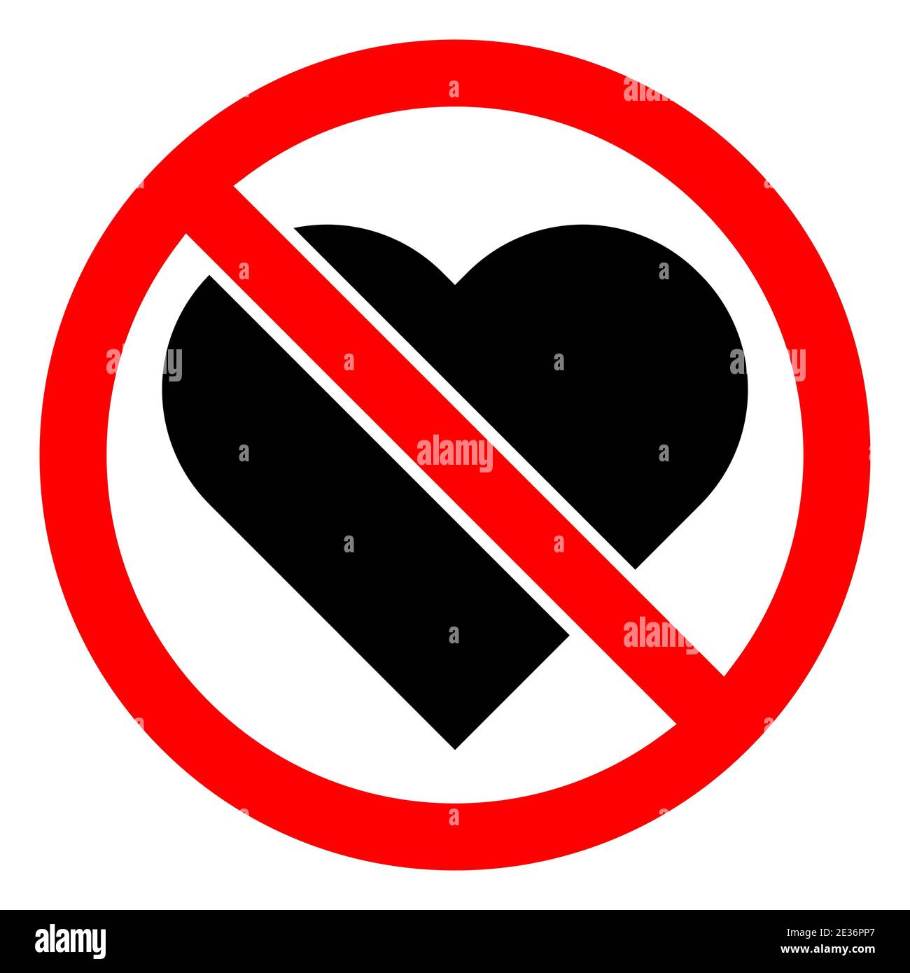 Liebe ist verboten. Stop oder Verbot roten runden Zeichen mit Herz ...