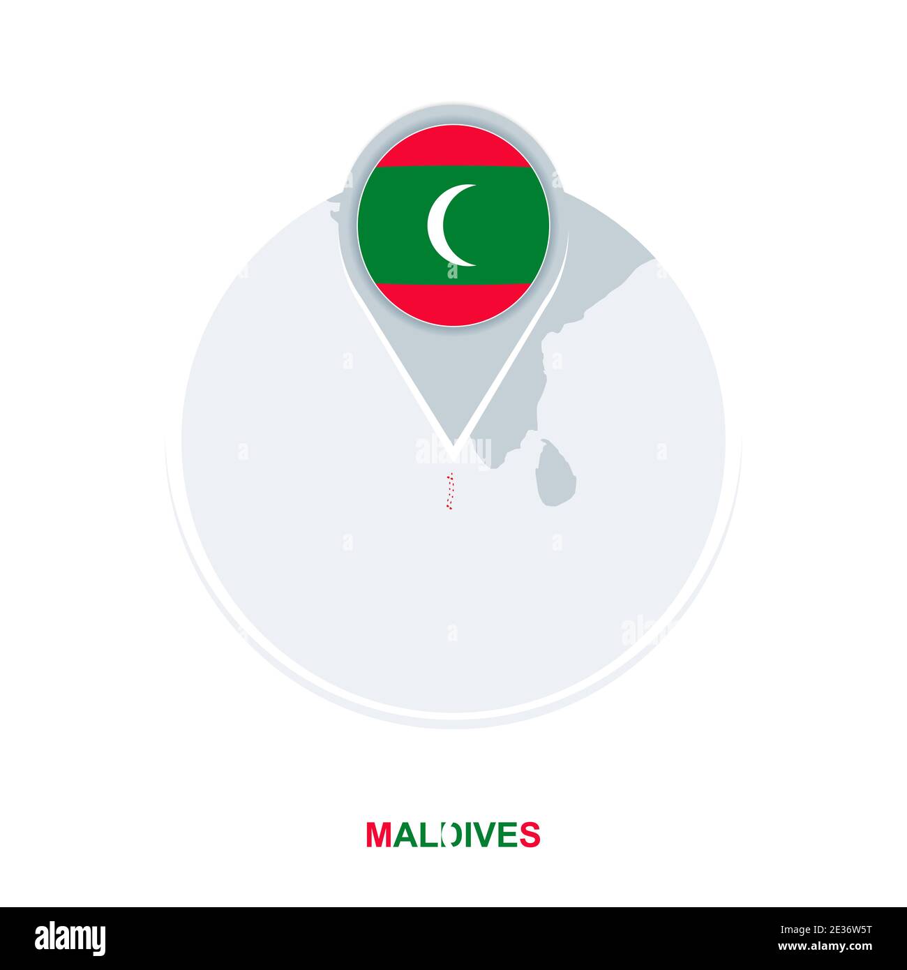 Karte und Flagge der Malediven, Vektorkarten-Symbol mit markierten ...