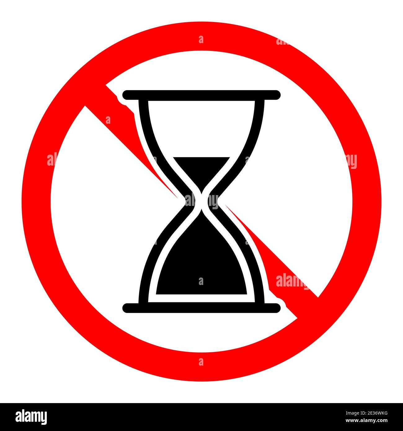 Sanduhr ist verboten. Rotes Rundschild mit Sanduhr-Symbol stoppen oder ... Sanduhr ist verboten. Rotes Rundschild mit Sanduhr-Symbol stoppen oder ...