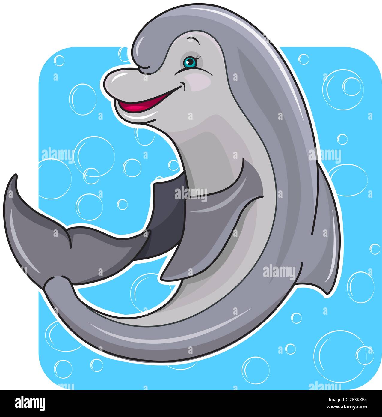 Illustration von Spaß Cartoon Delphin im Meer Stock-Vektorgrafik - Alamy