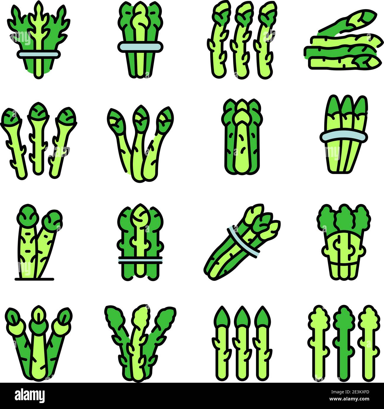 Spargel Symbole gesetzt. Umriss Satz von Spargel Vektor-Symbole dünne ...