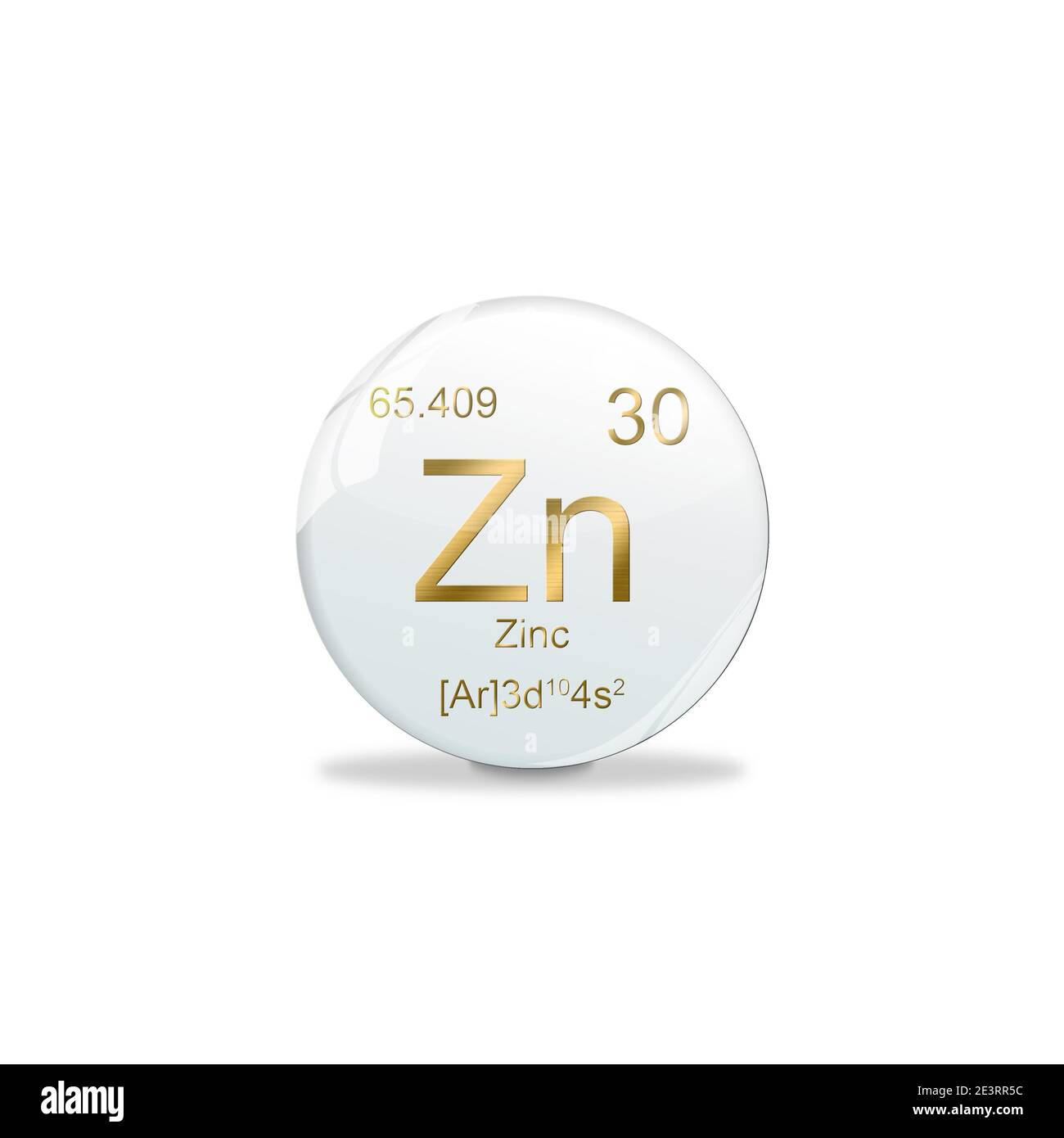 3D-Illustration, Zinksymbol - Zn. Element des Periodensystems auf der ...