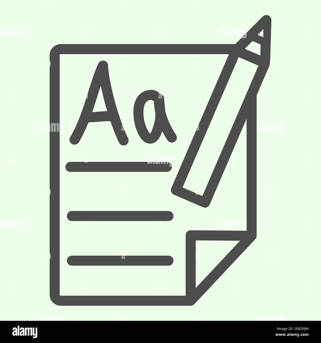 Schule Datei und Bleistiftlinie Symbol. Studieren Papier Blatt mit ...
