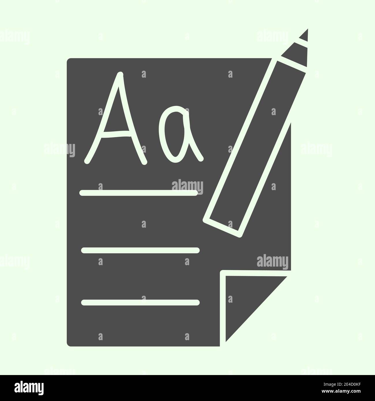 Schule Datei und Bleistift solide Symbol. Studieren Papier Blatt mit ...