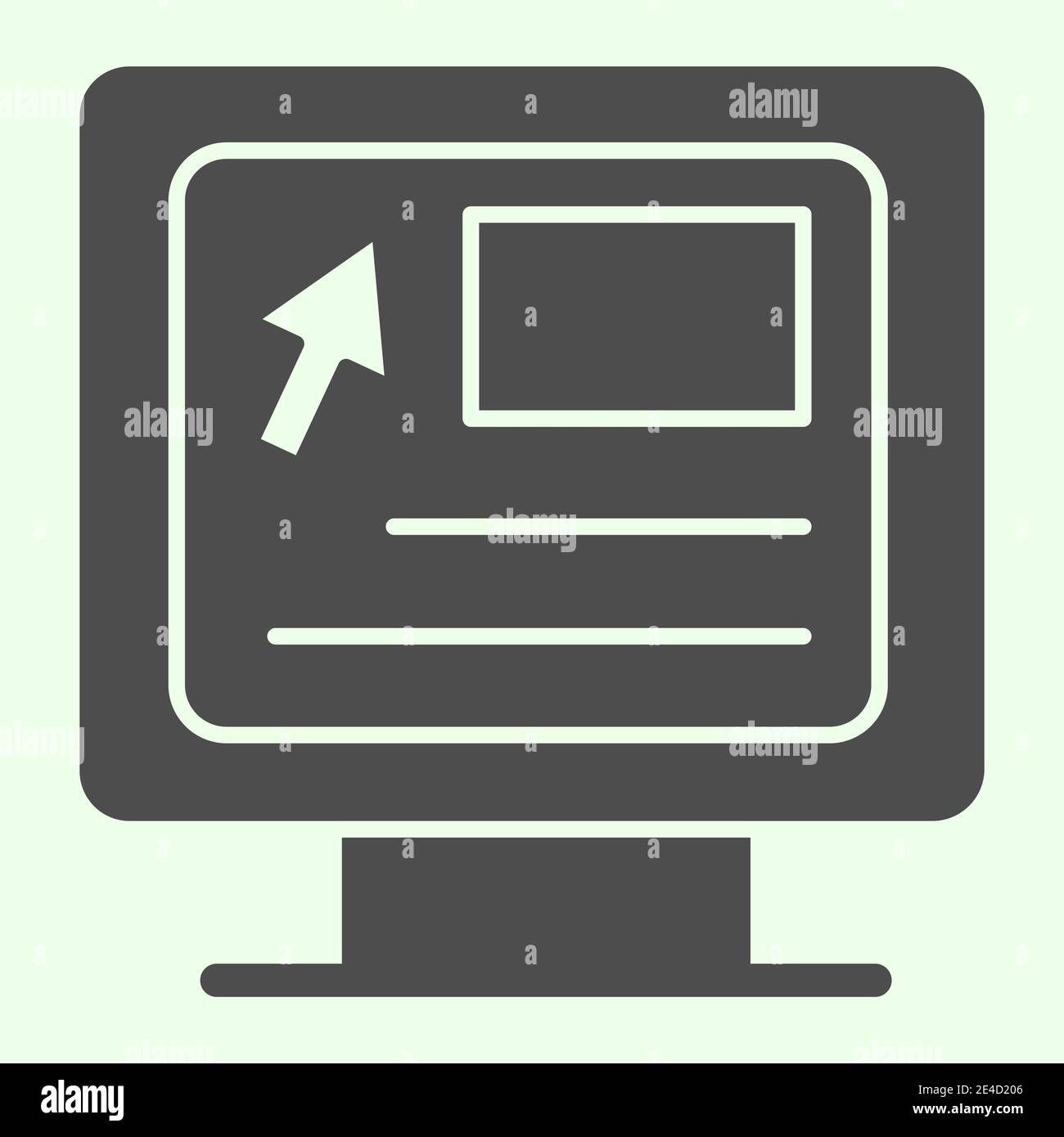 Symbol für den Computer. Webseite mit Cursor auf pc-Monitor Glyphen ...