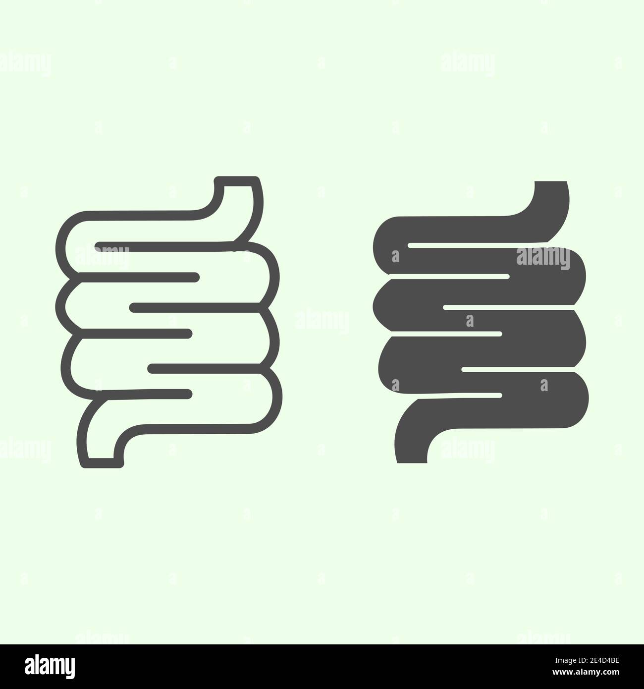 Darmlinie und solide Symbol. Menschliche Eingeweide Körper Organ ...