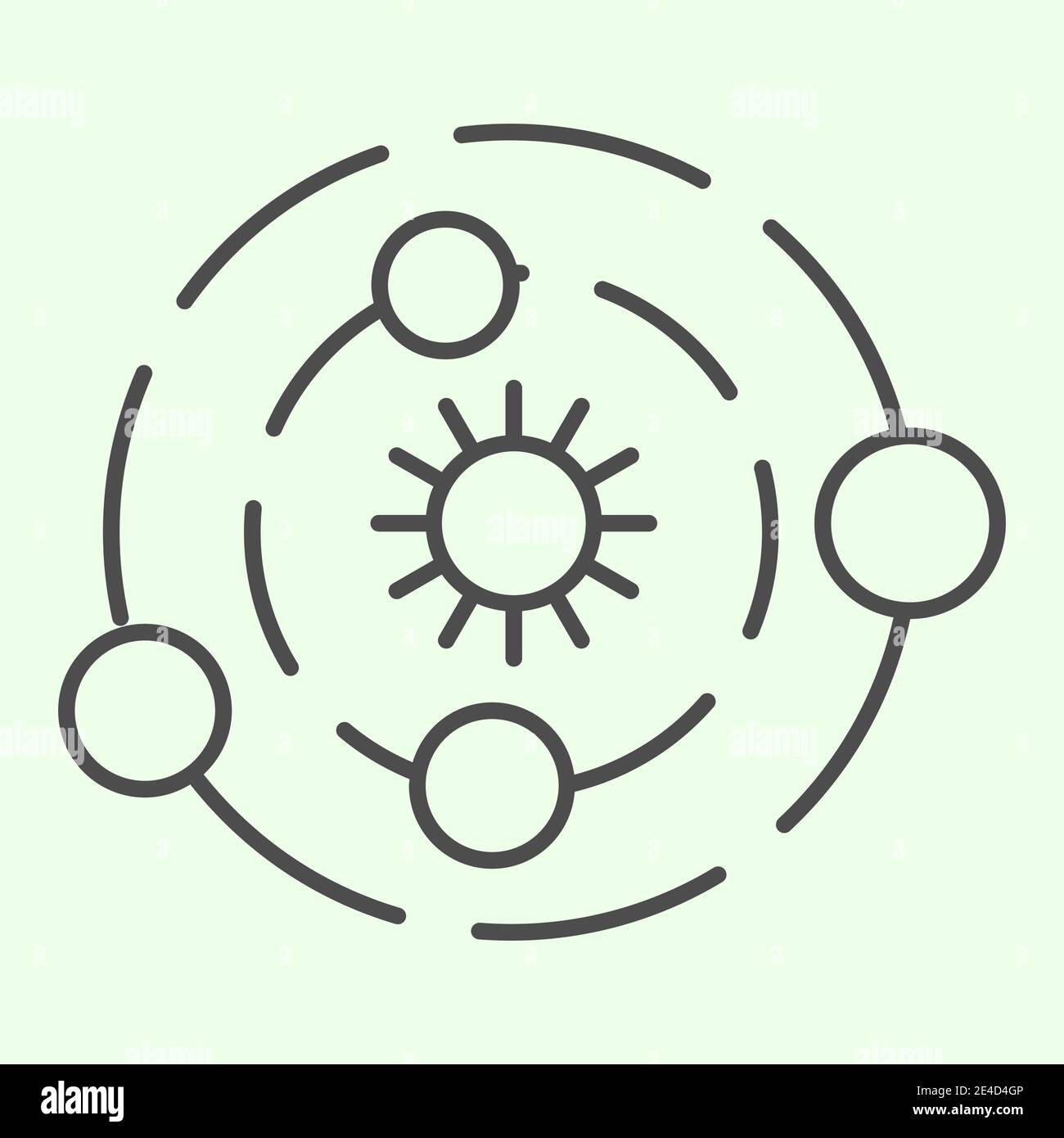 Symbol für dünne Linien des Sonnensystems. Universum mit Planeten und ...