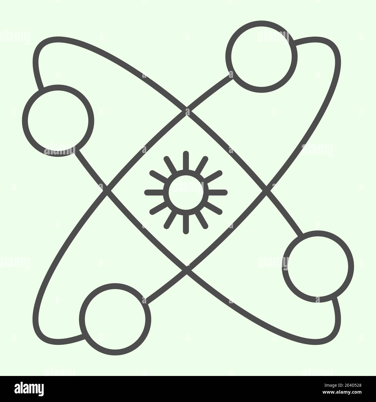 Symbol für dünne Linien des Sonnensystems. Universum mit Planeten und ...