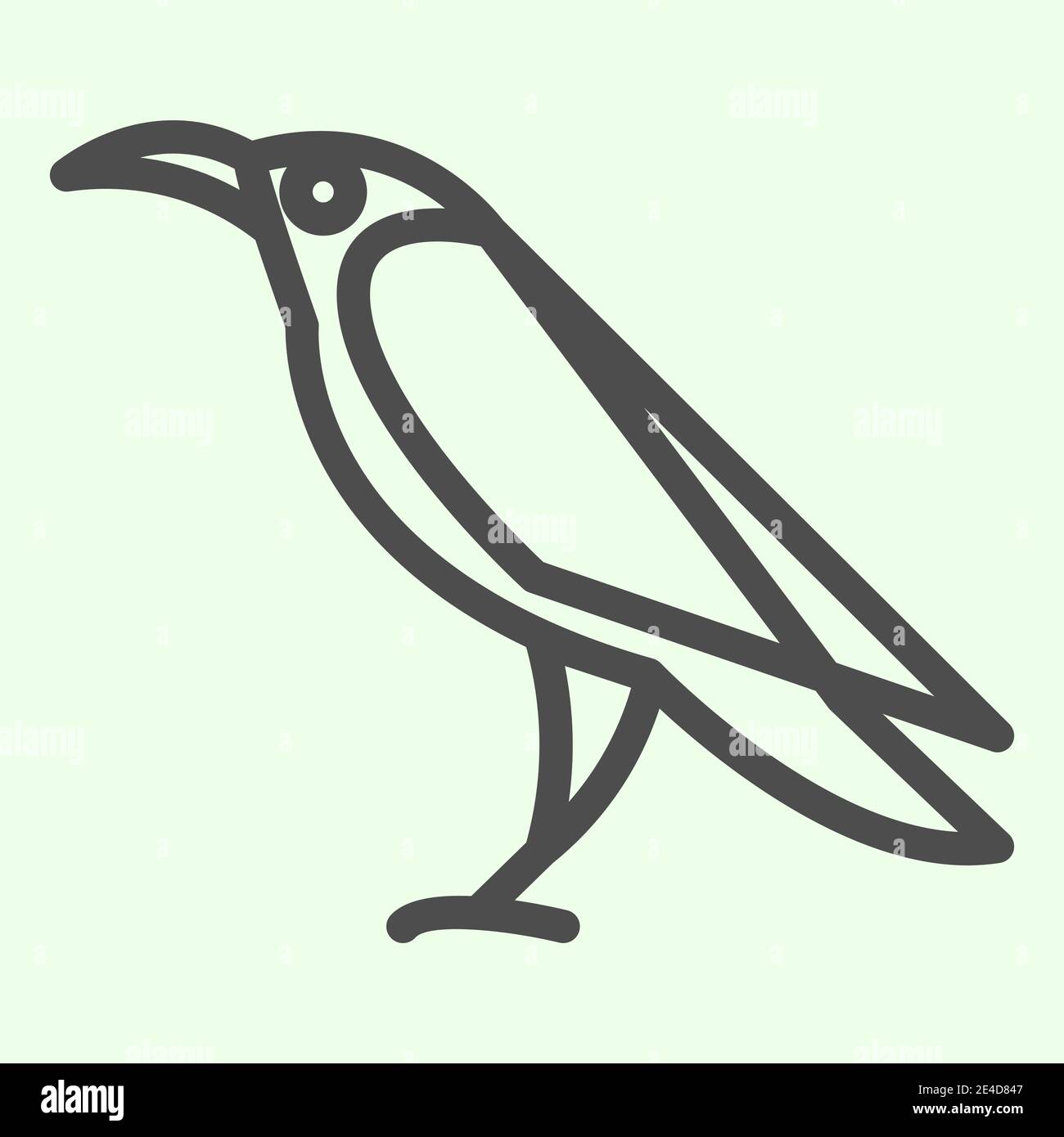 Halloween Rabe Linie Symbol. Mystische Gothic Rook Vogel skizzieren ...