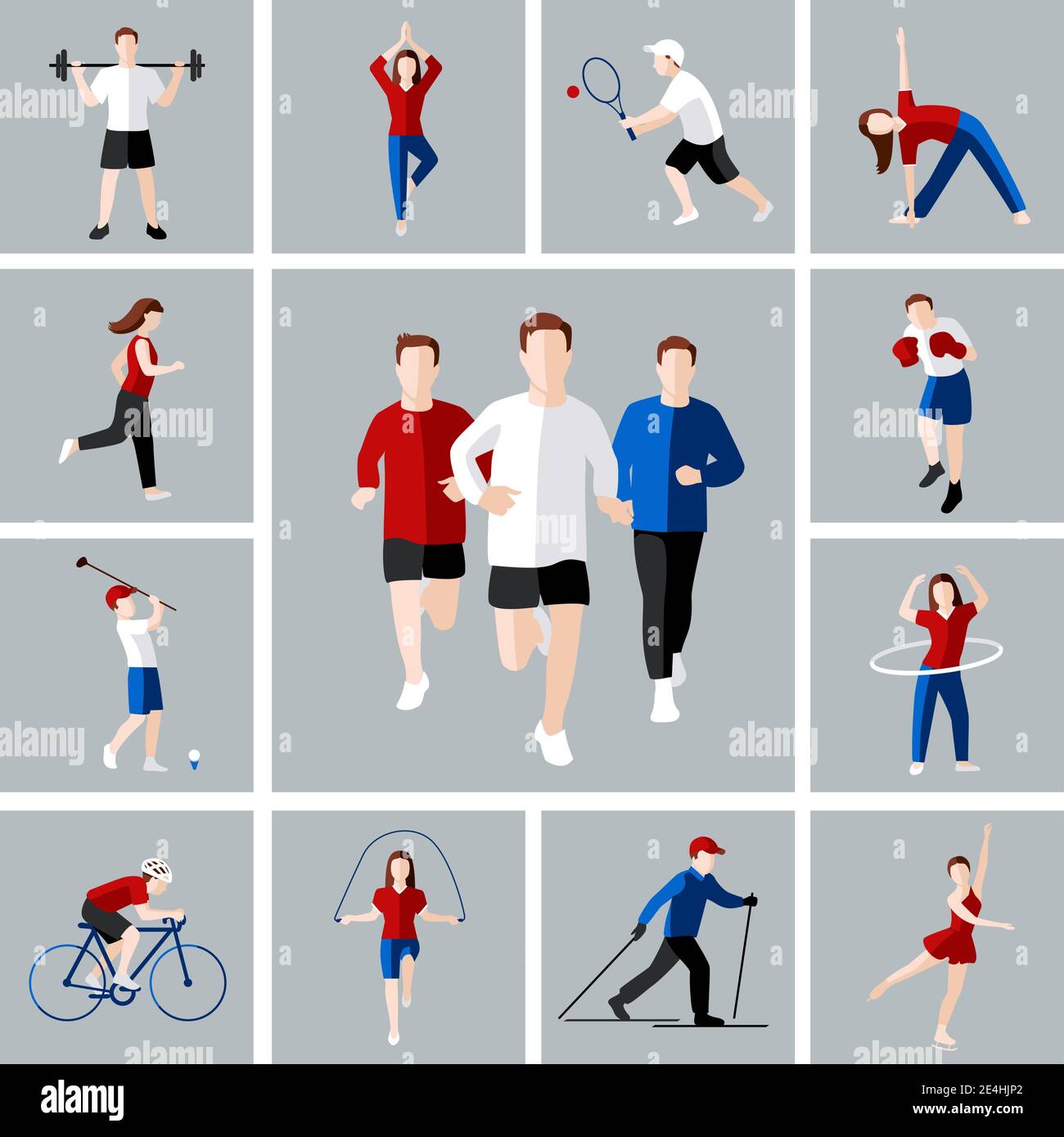 Sport und Freizeit Menschen Aktivitäten Symbole setzen isoliert Vektor ...