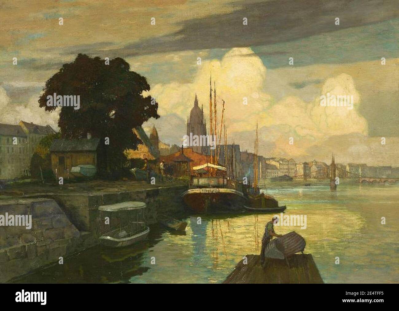 Max Frey - Bootswerft am Main vor Frankfurt - um 1905 Stockfotografie ...