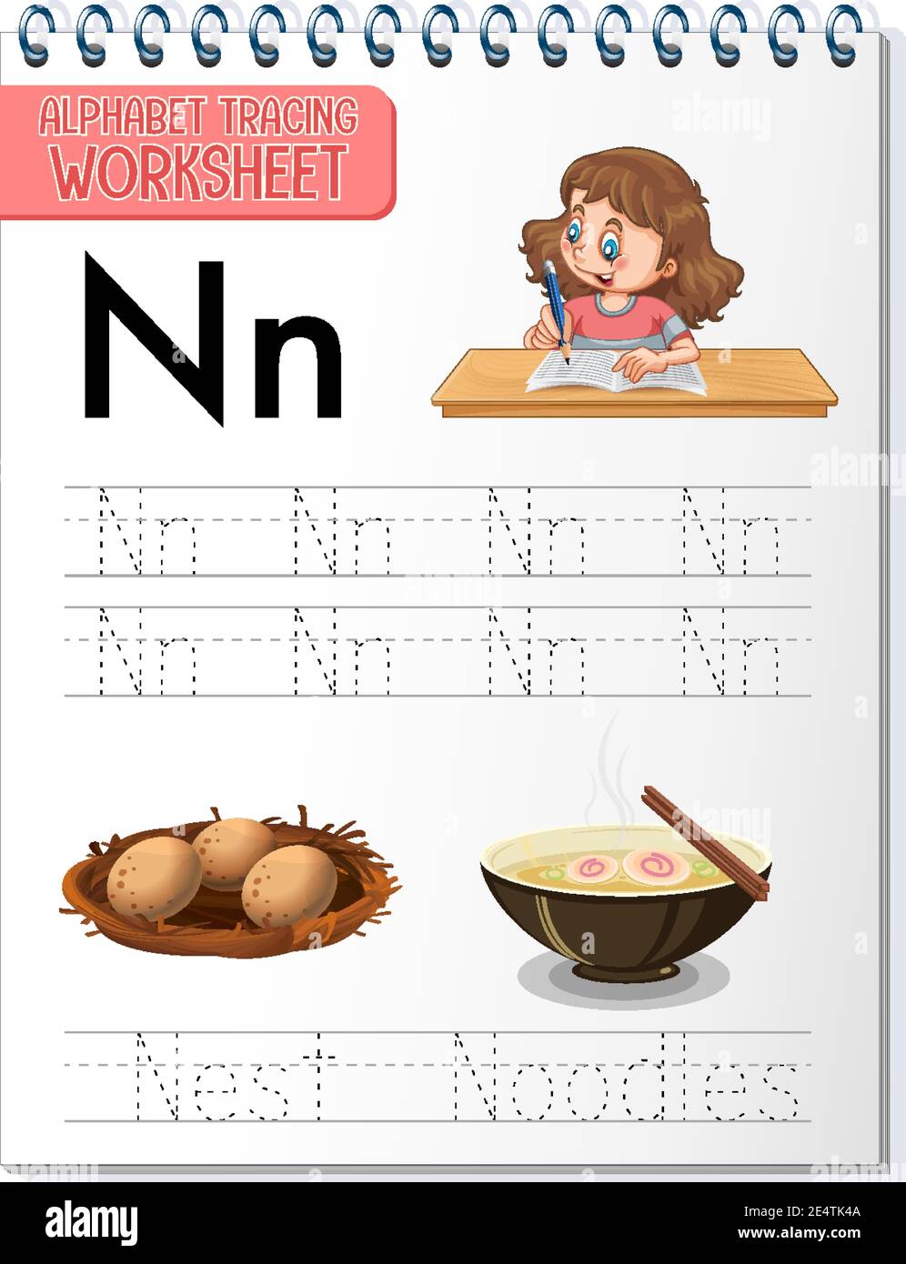 Arbeitsblatt zur Nachverfolgung des Alphabets mit Darstellung von ...