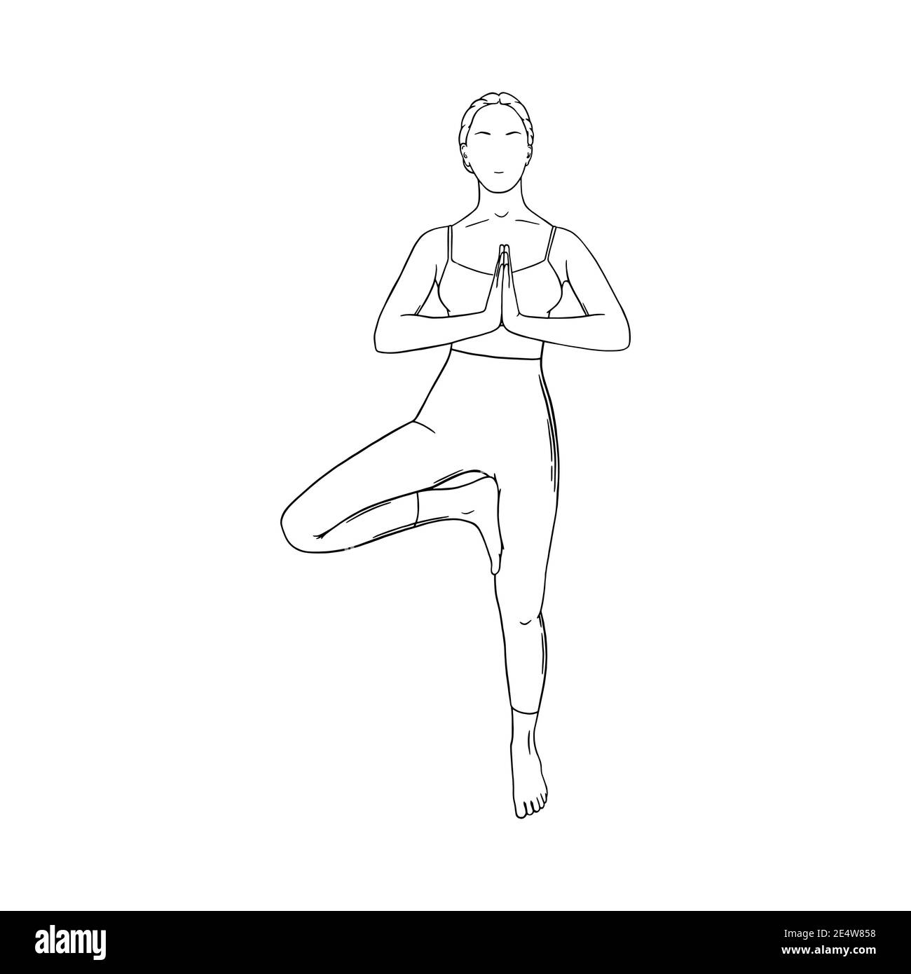 Yoga Baum Pose oder Vrikshasana. Weibliche entspannende Yoga-Pose ...