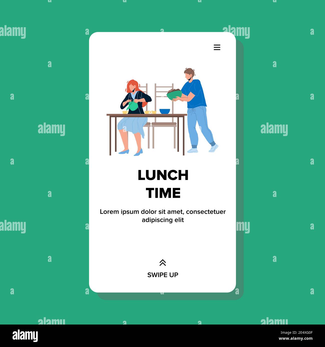 Mittagspause Haben Die Menschen Im Restaurant Table Vector Stock ...