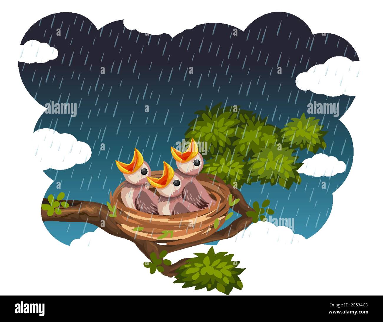 Küken und ihre Mutter Vogel in der Natur Illustration Stock ...